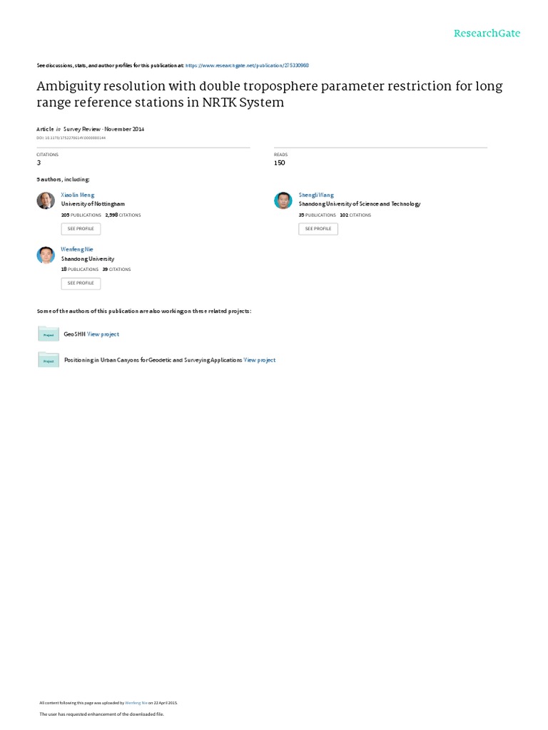 Ambiguity Resolution With Double Troposphere Parameter Restriction For ...