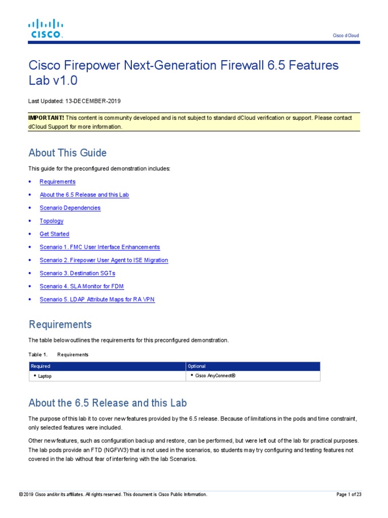 Cisco Firepower Next-Generation Firewall 6.5 Features Lab v1.0 | PDF ...