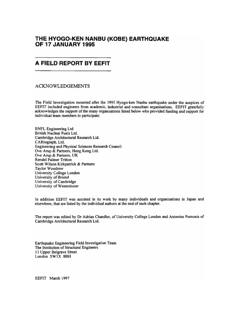 Report Eefit Kobe Japan 20190814 PDF | PDF | Earthquakes | Deep Foundation