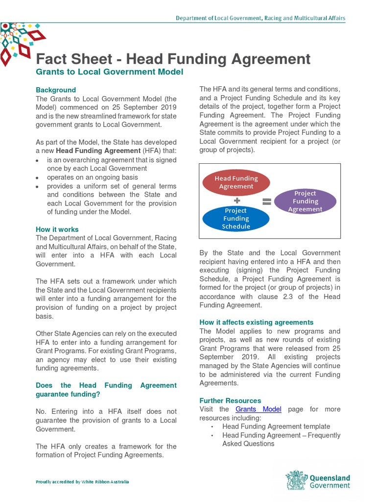 Fact Sheet - Head Funding Agreement: Grants To Local Government Model ...