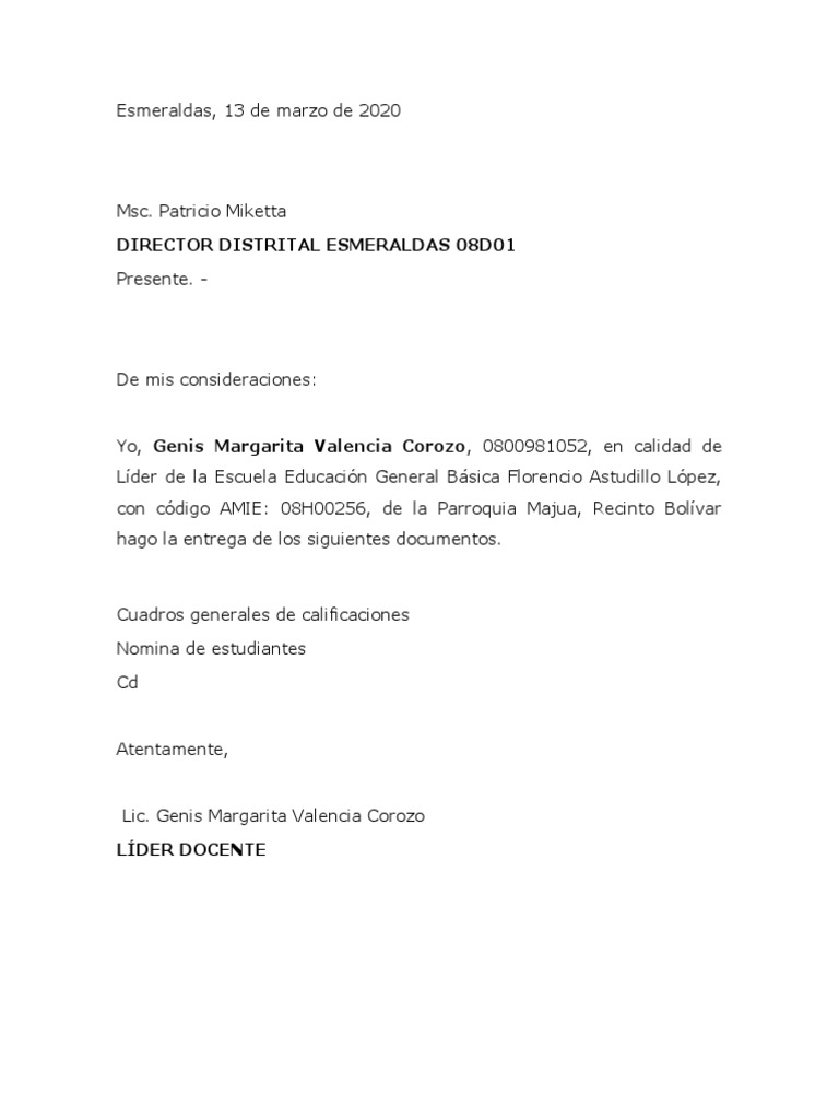Oficio de Entrega de Documentos | PDF