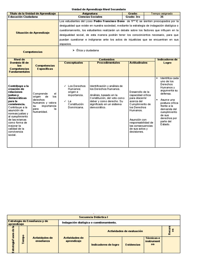 ESQUEMA DE PLANIFICACIÓN-UNIDAD DE APRENDIZAJE- NIVEL SECUNDARIO 2020 (2) | Teoria de la mente ...