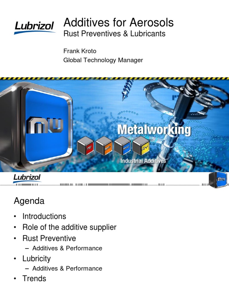 Lubricant Additives For Aerosols | PDF | Wear | Lubricant