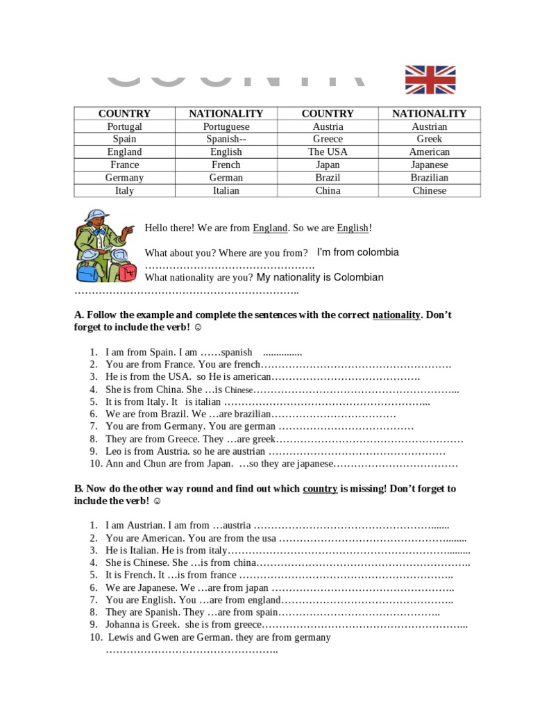 Nationality and Country Exercise | PDF