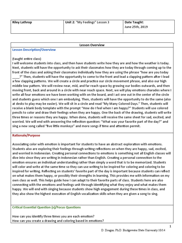 Unit 3 Lesson 3 | PDF | Feeling | Emotions