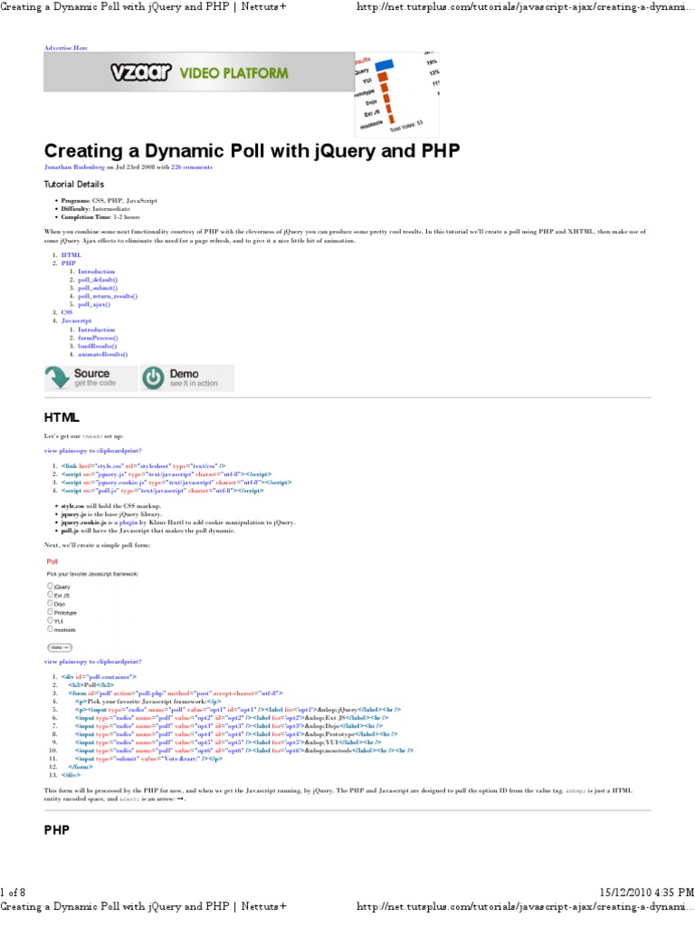 Creating A Dynamic Poll With Jquery and PHP | PDF | J Query | Java Script