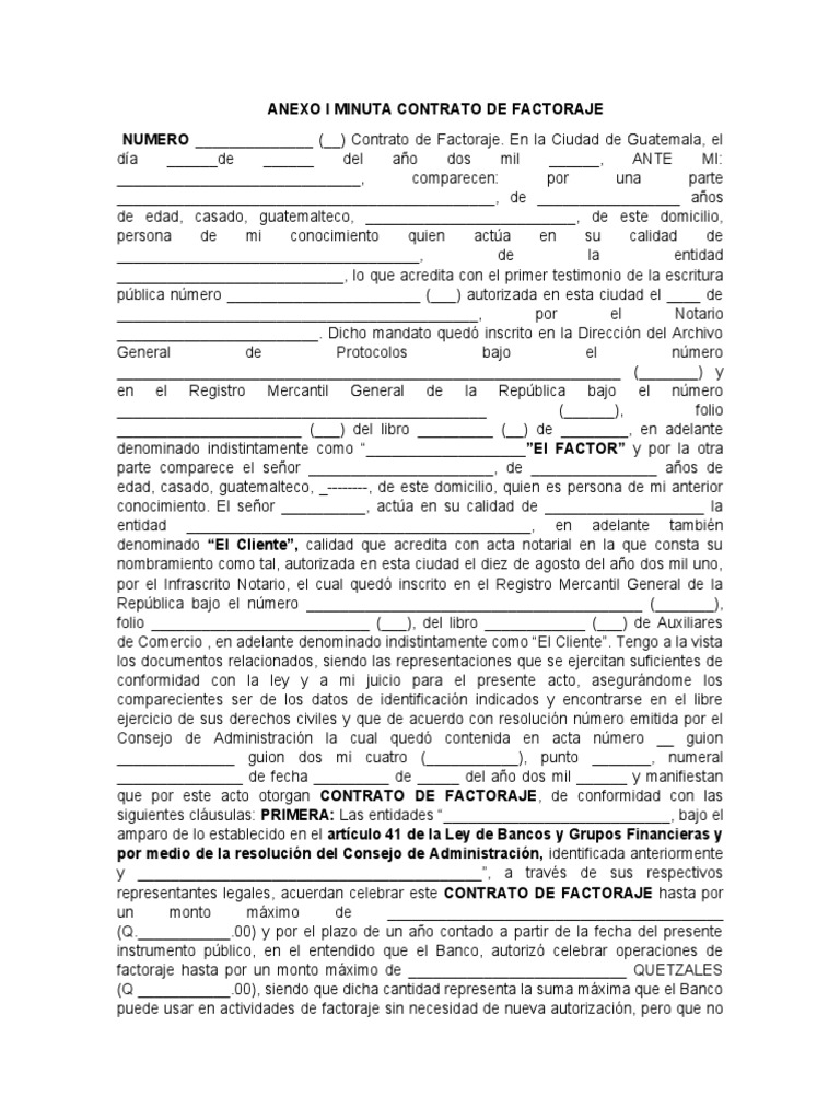 Contrato de Factoraje | PDF | Pagos | Bancos