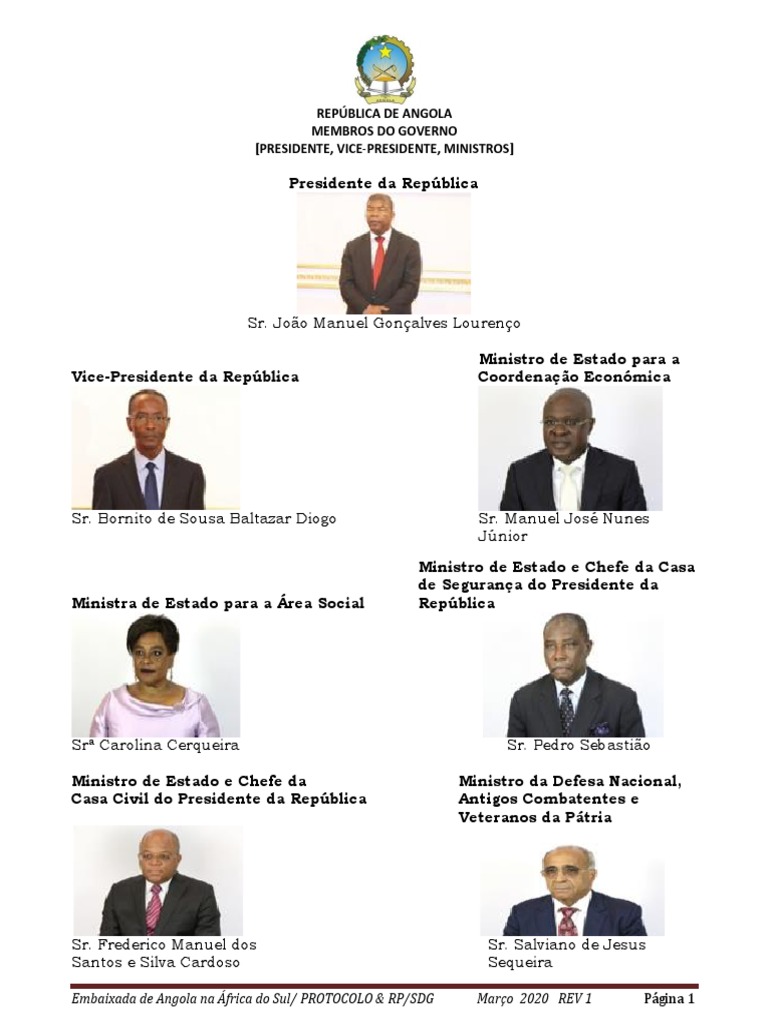 Lista Nominal Do Executivo Angolano Marco 2020 Rev 1 | PDF | Angola ...
