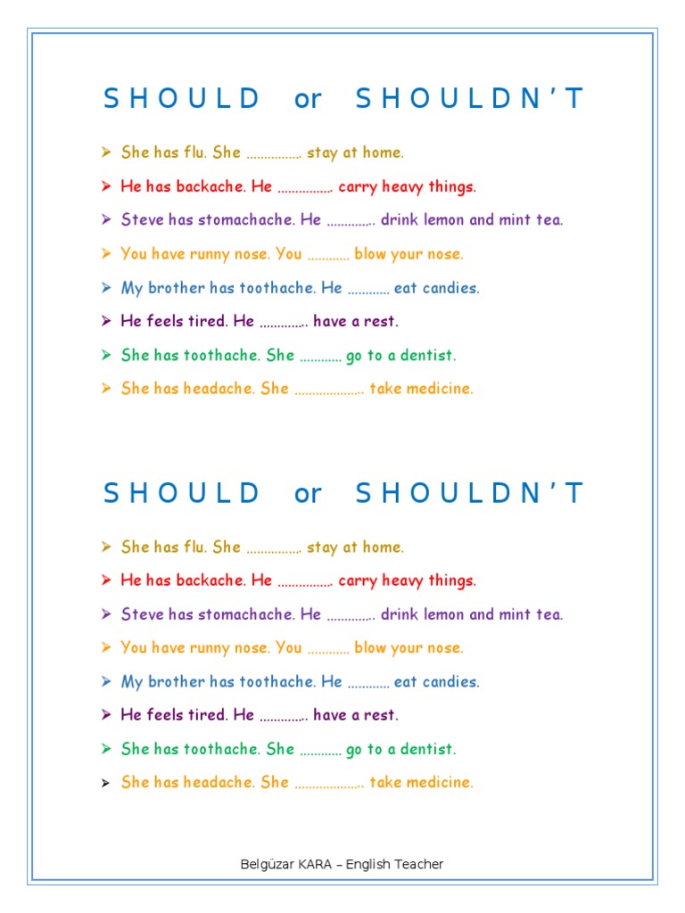 Should Shouldnt Grammar Drills Grammar Guides Worksheet Templates ... Should Shouldnt Grammar Drills Grammar Guides Worksheet Templates ...