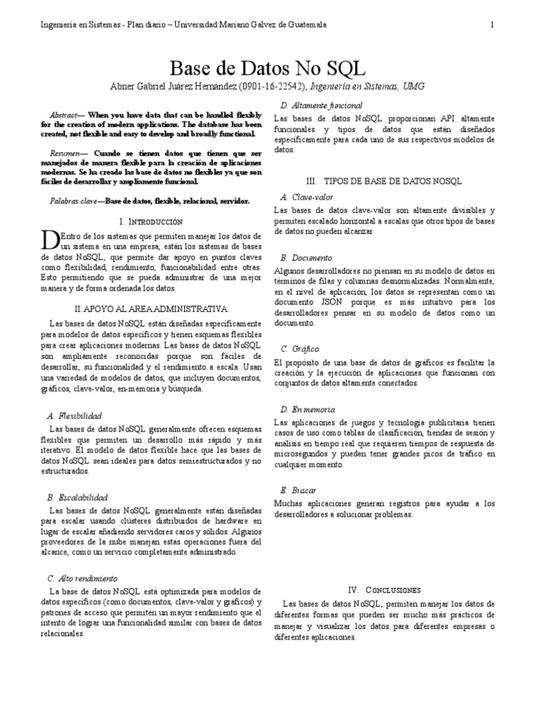 Ensayo BD Nosql | PDF | No Sql | Bases de datos