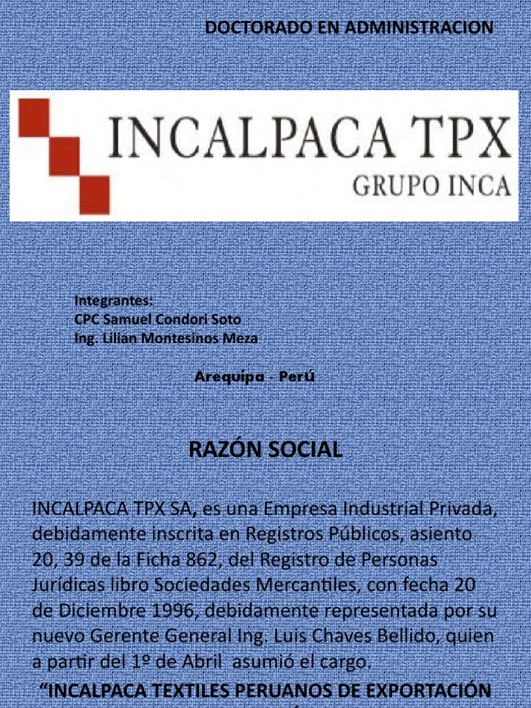Incalpaca TPX | PDF | Gestión de recursos humanos | Economias