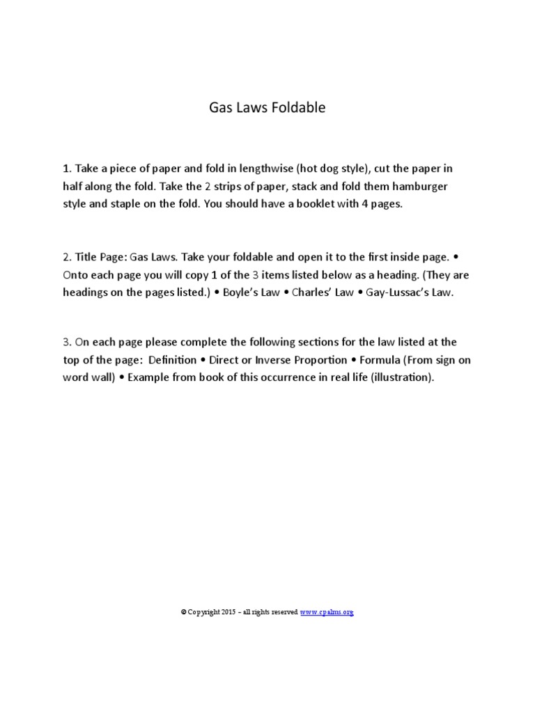 Gas Laws Foldable | PDF | Finance & Money Management | Philosophy