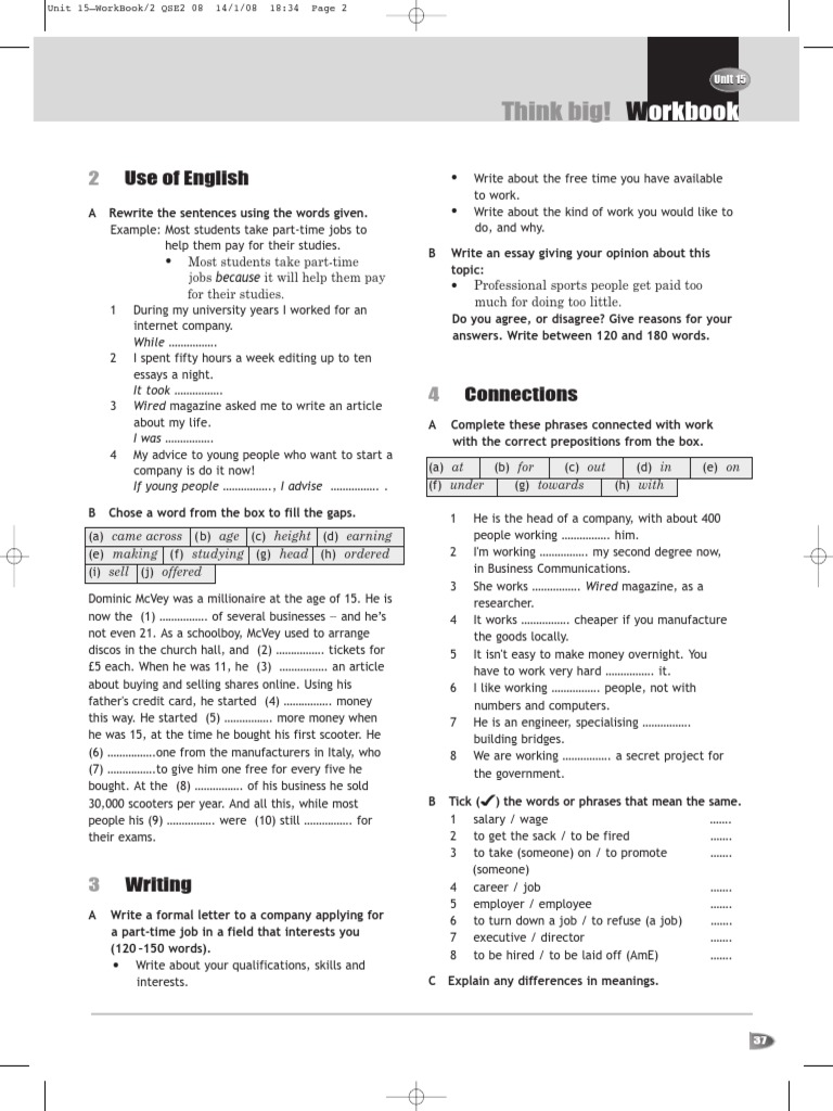 QSE B1-B2 Int WB p37 Unit15-2 | PDF | Employment | Labor