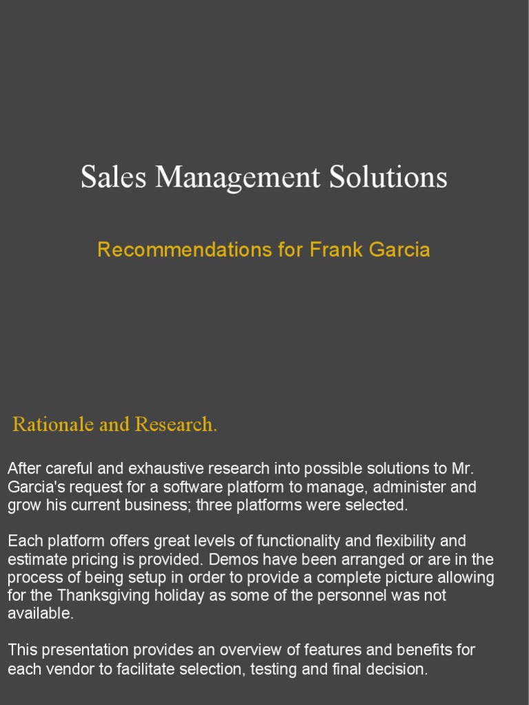 Sales Management Solutions | PDF | Inventory | Customer Relationship ...