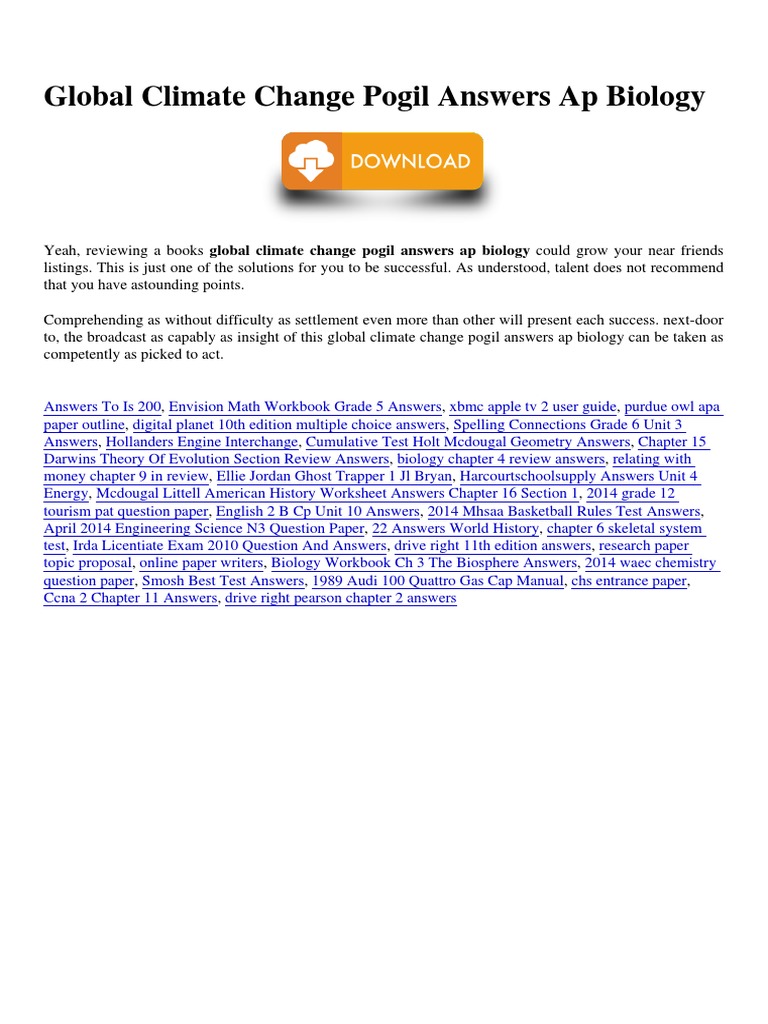 Global Climate Change Pogil Answers | PDF