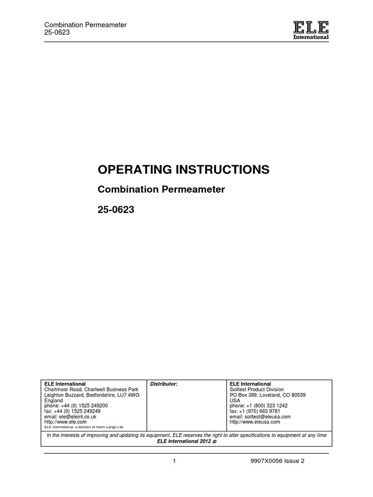 Combination Permeameter Operating Guide | PDF | Vacuum | Soil