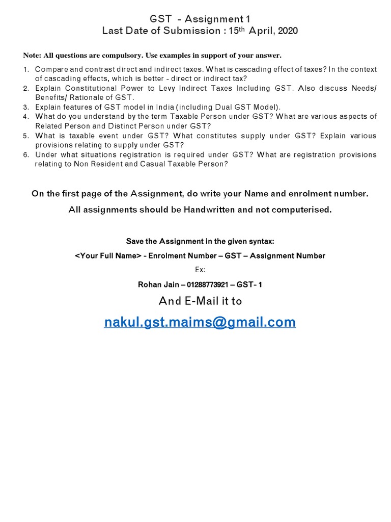 Comprehensive GST Assignment Guide | PDF | Public Finance | Taxes