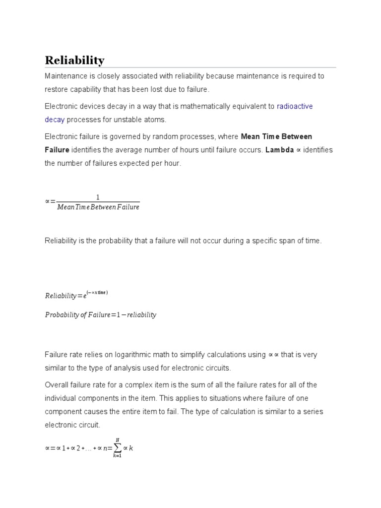 Reliability AMP | PDF | Reliability Engineering | Statistics