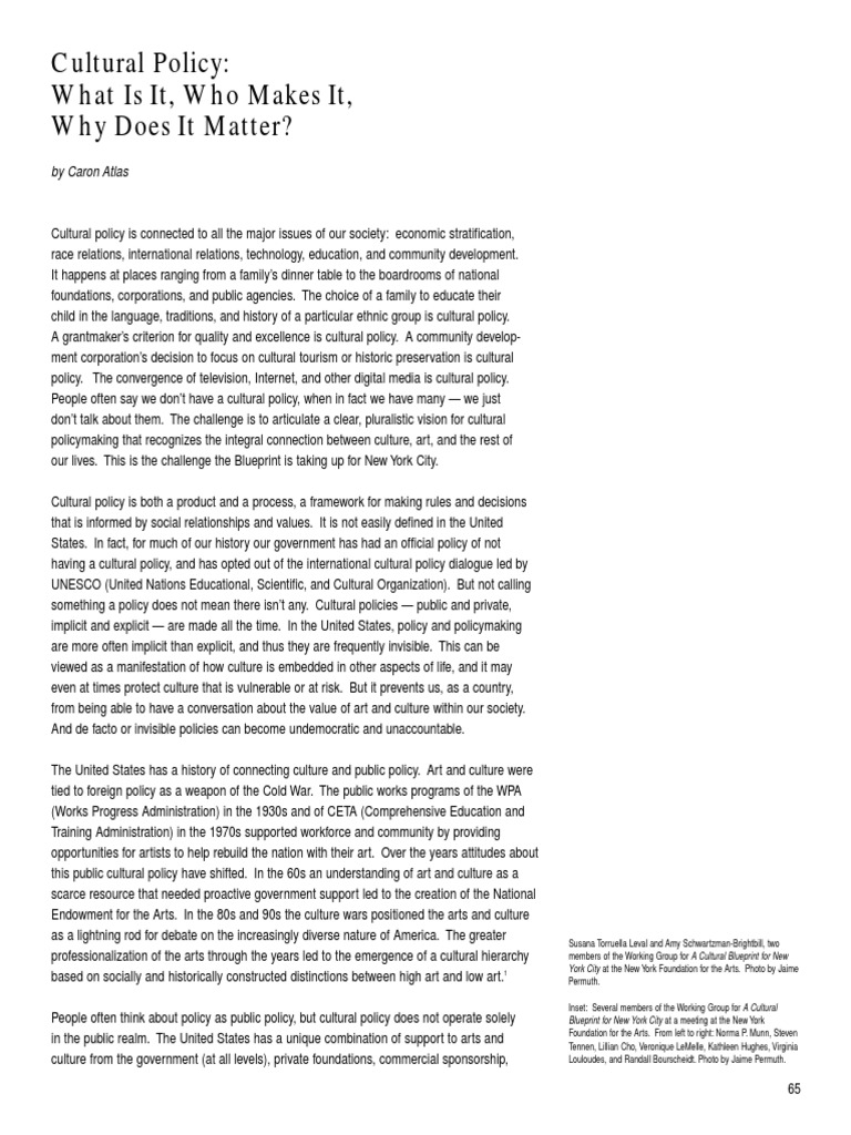Cultural Policy What Is It, Who Makes It and Why Does It Matter-2 | PDF ...