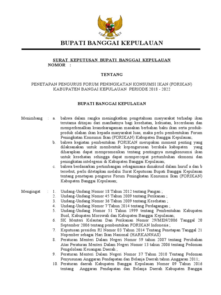 Penetapan Pengurus FORIKAN 2018-2022 | PDF
