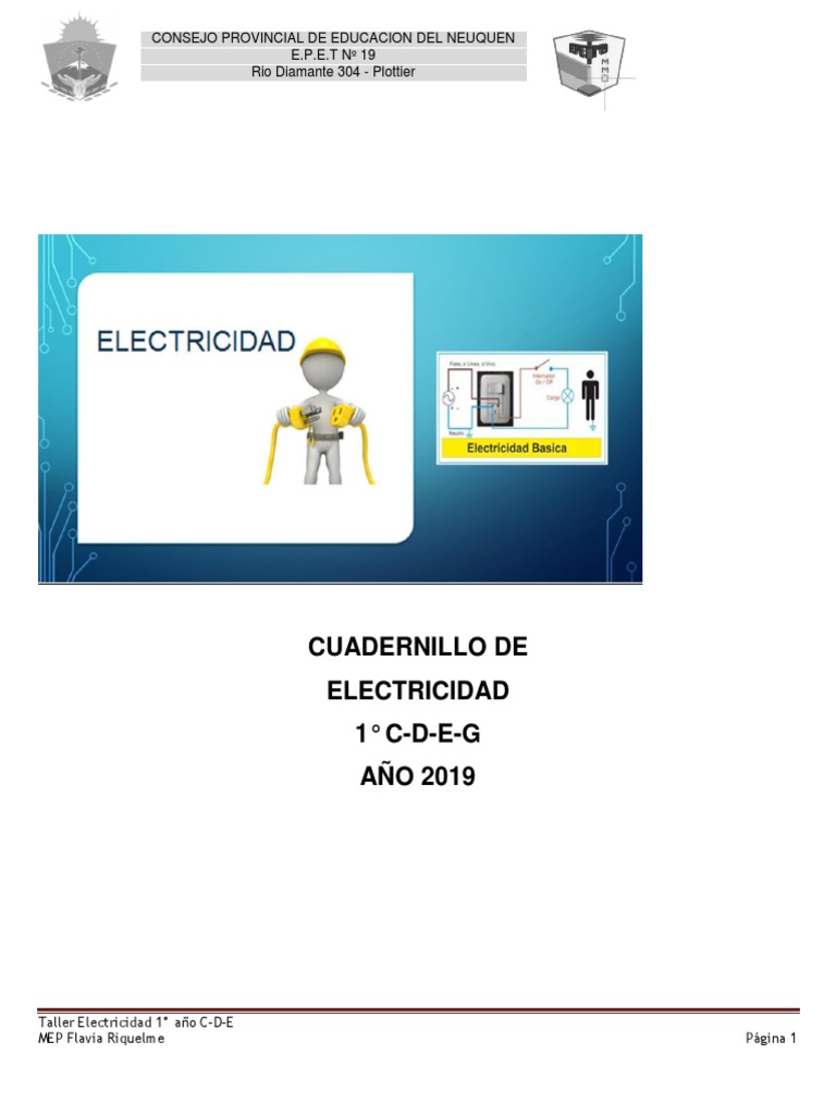 Cuadernillo Electricidad1°2019 | PDF | Resistencia Eléctrica y ...