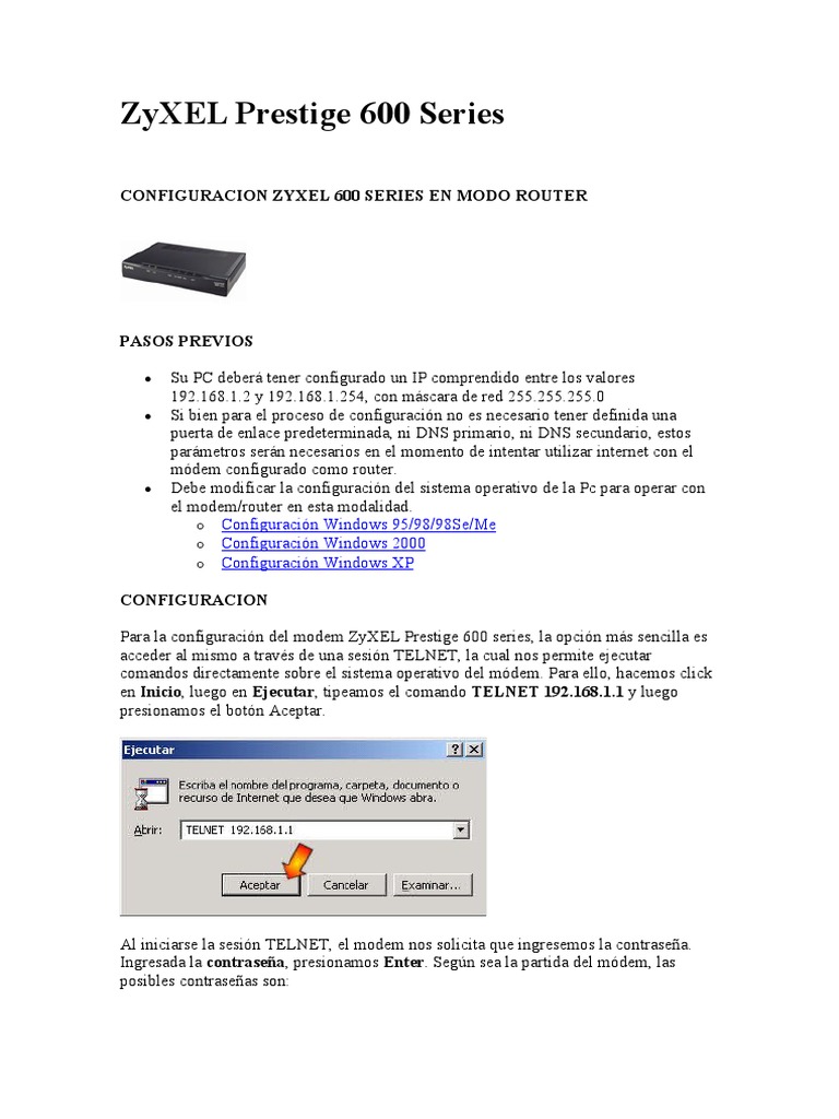 ZyXEL Prestige 600 Series | PDF | Enrutador (Computación) | Módem