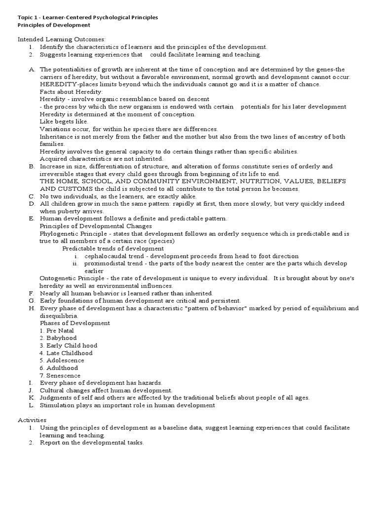 Principles of Development | PDF | Developmental Psychology | Heredity