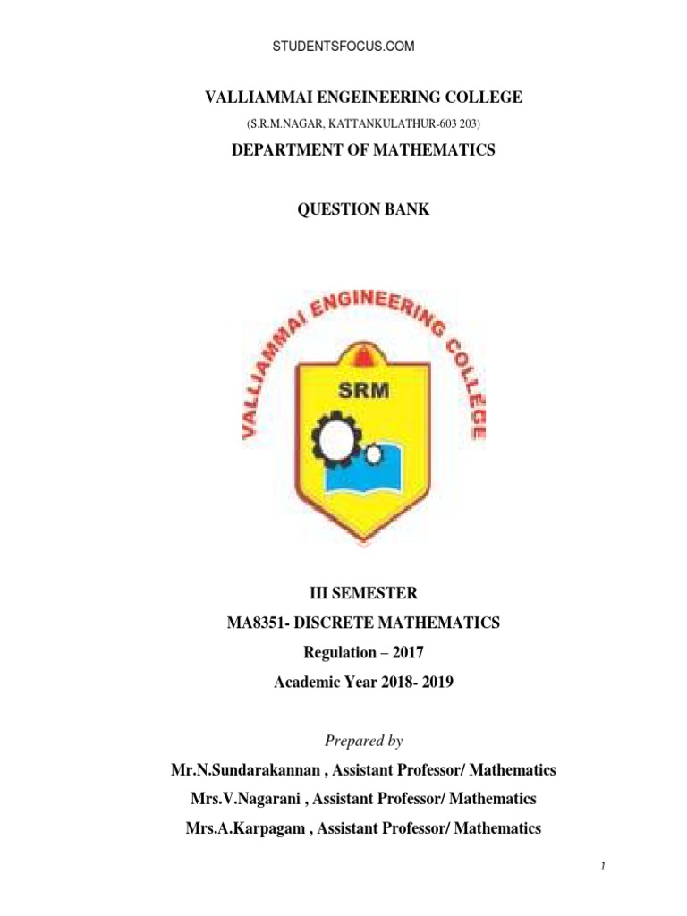 MA8351-Discrete Mathematics PDF | PDF | Group (Mathematics) | Ring ...