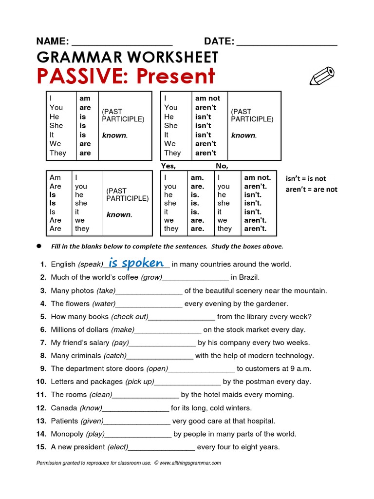 Passive Voice Present | PDF | Linguistics | Grammar