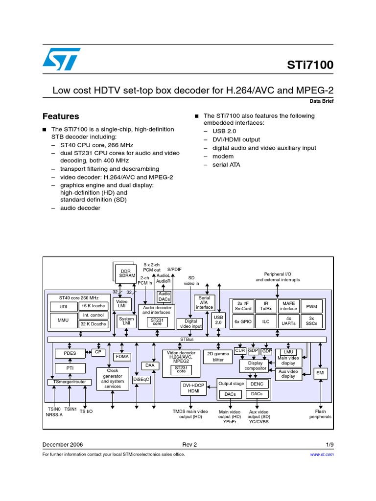 Low Cost HDTV Set-Top Box Decoder For H.264/AVC and MPEG-2: Features ...