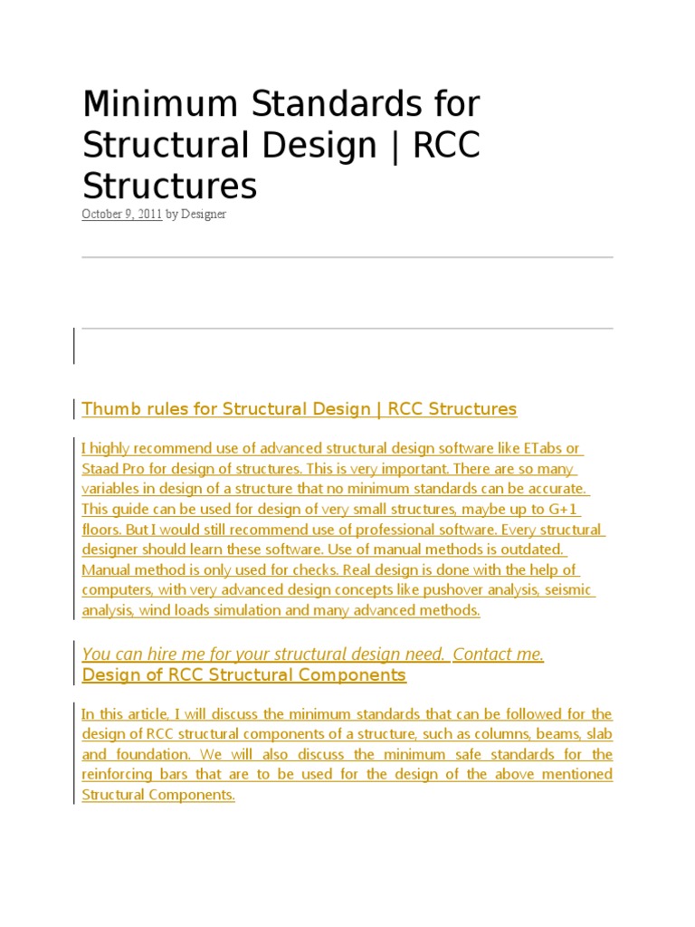 RCC Structural Design Standards | PDF | Concrete | Materials
