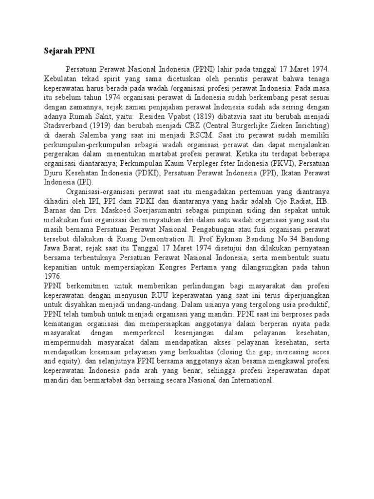 Sejarah PPNI | PDF