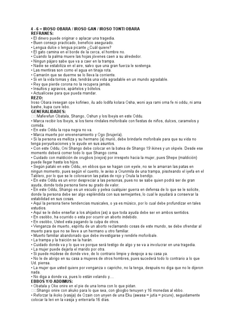 Iroso Obara: Signos y Patakines | PDF | Santeria | Religión étnica