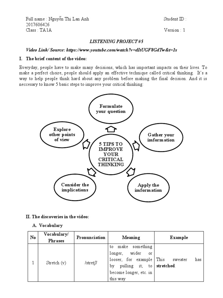 5 Steps to Enhance Critical Thinking | PDF | Critical Thinking | Vocabulary