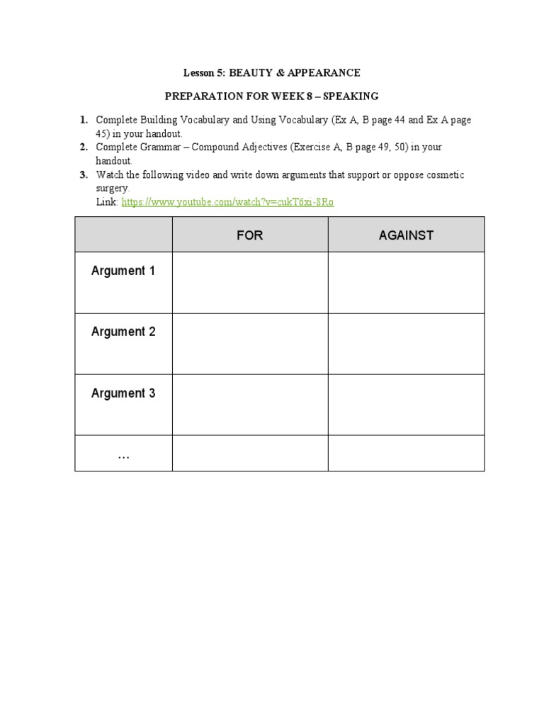 W8 - Lesson 5 - Preparation | PDF