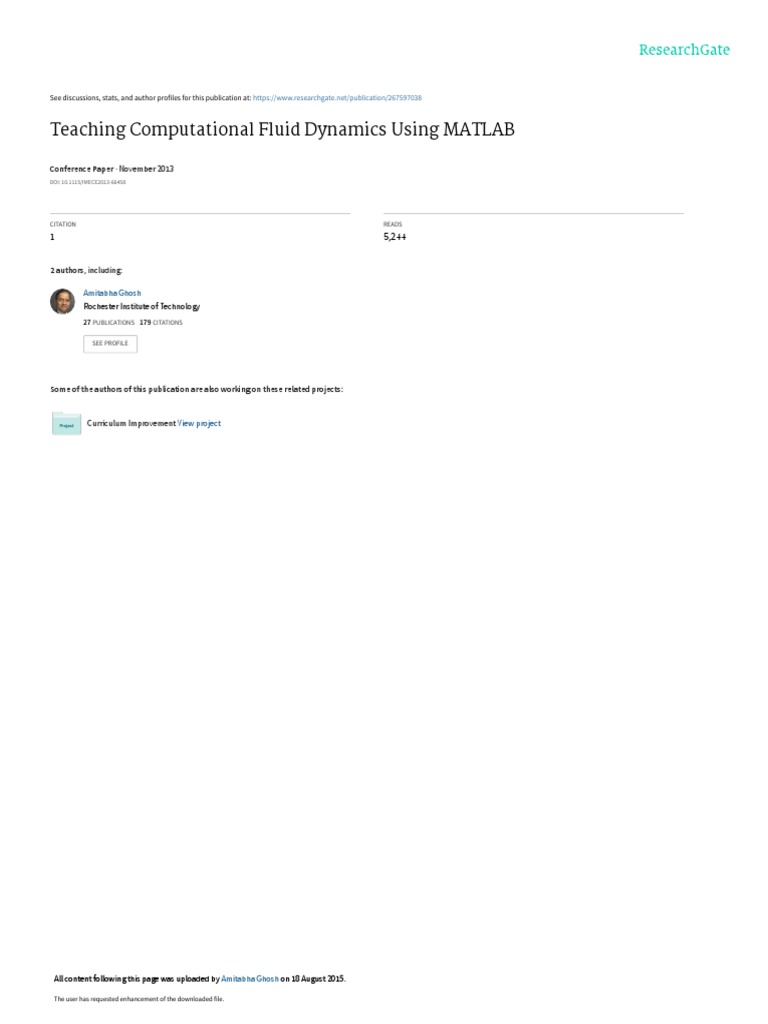 Teaching Computational Fluid Dynamics Using MATLAB: November 2013 | PDF ...