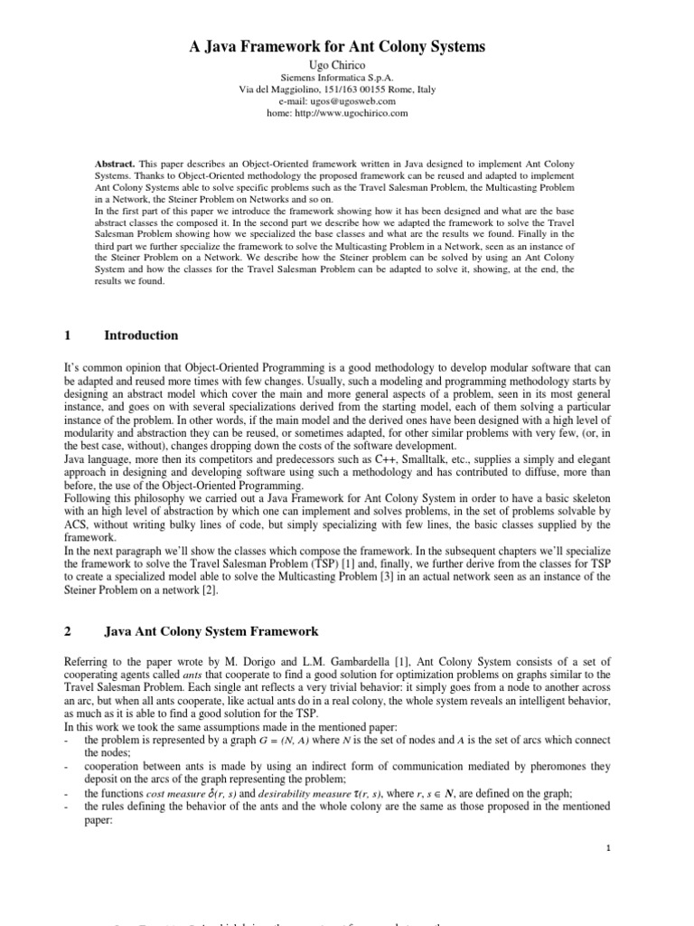 A Java Framework For Ant Colony Systems | PDF | Class (Computer ...