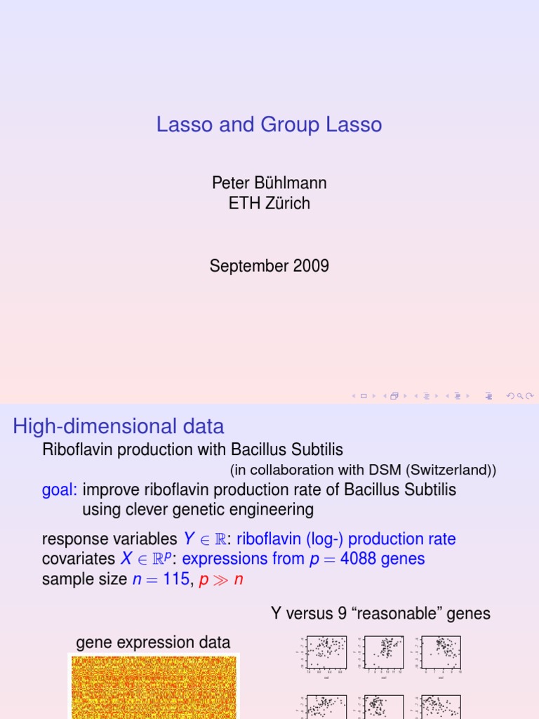 Lasso and Group Lasso: Peter B Uhlmann ETH Z Urich | PDF | Cross ...