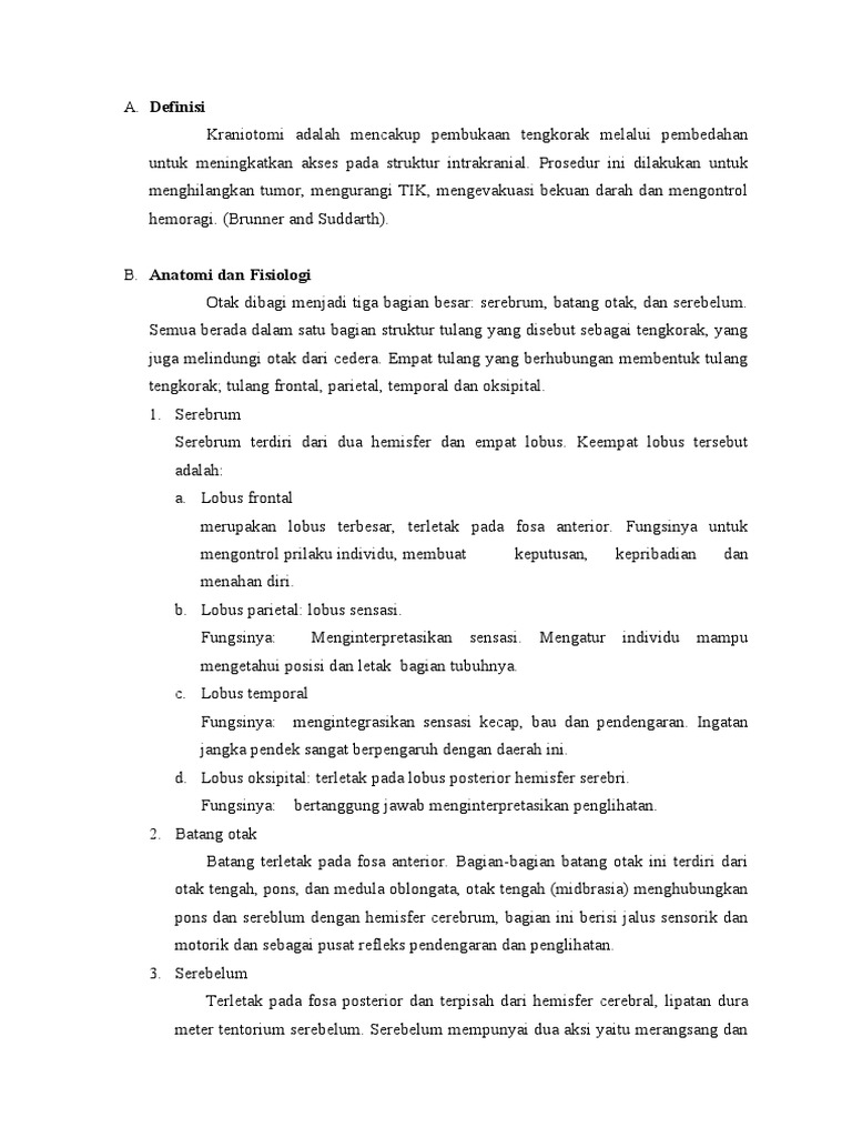 Definisi Dan Etiologi Kraniotomi | PDF