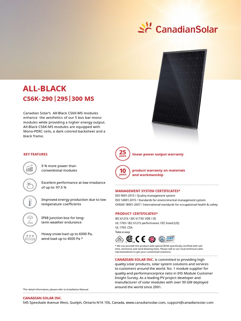 Canadian Solar-Datasheet-All-Black CS6K-MS v5.57 EN | PDF ...