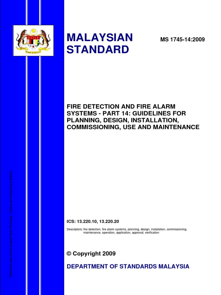 MS 1745-Part 14-2009 | PDF | Fires | Standardization
