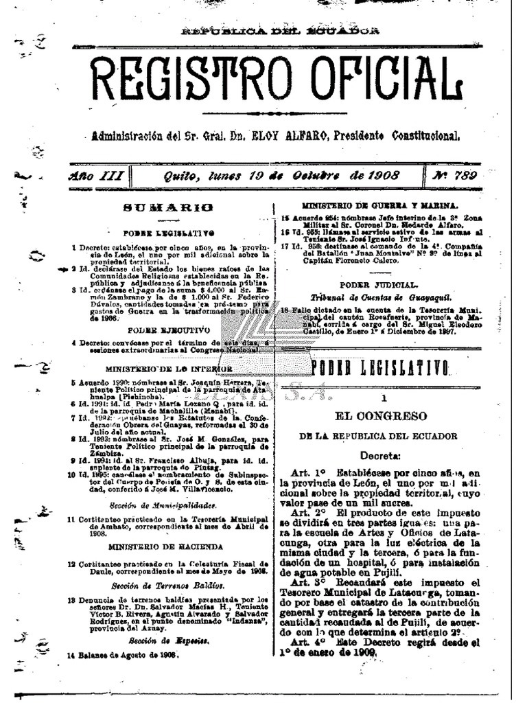 Ley de Manos Muertas Registro Oficial | PDF