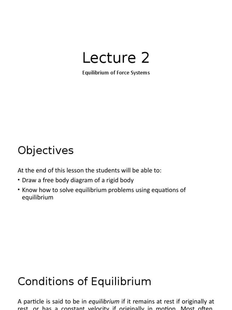 Lecture 2 - Equilibrium of Force Systems | PDF | Force | Mechanics