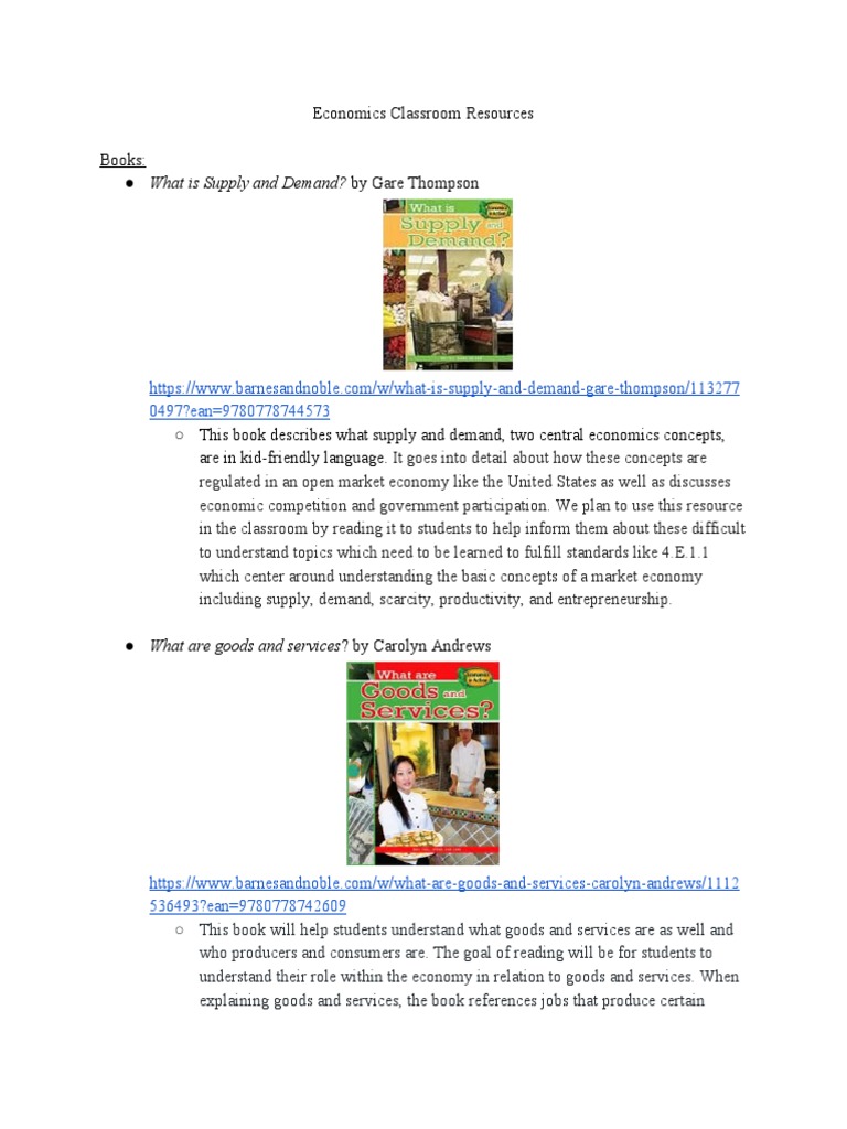 Economics Classroom Resources Guide | PDF | Lesson Plan | Cost–Benefit ...