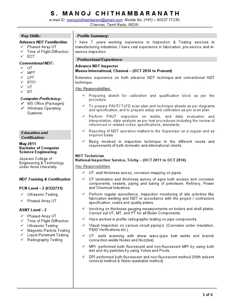 App3294531 Resume | PDF | Nondestructive Testing | Materials