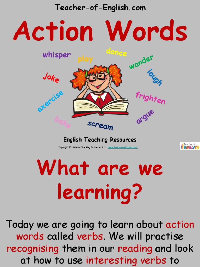 Action Words Verbs TES1 | PDF