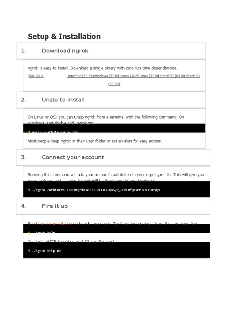 Setup & Installation: 1. Download Ngrok | PDF