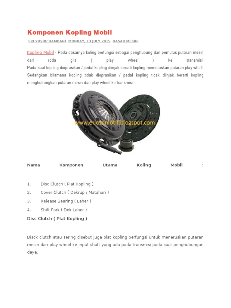 Mengenal Komponen-Komponen Kopling Manual Dan Otomatis | PDF