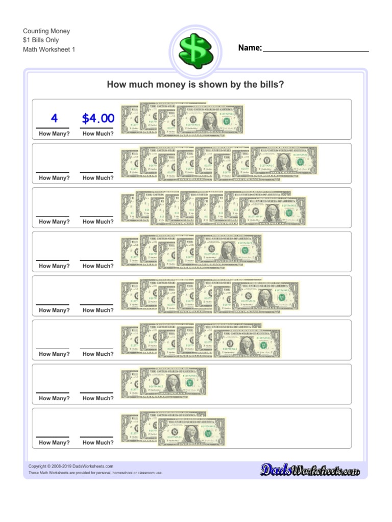 Counting Money Dollars Only v1 | PDF | Business
