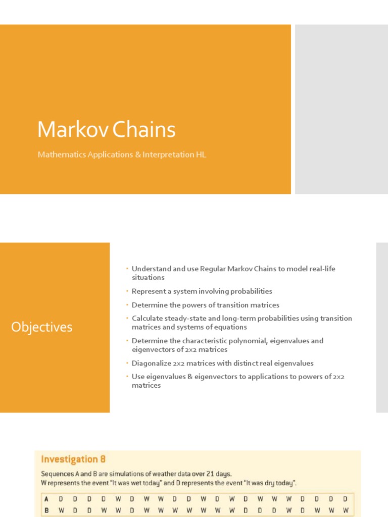 Markov Chains: Mathematics Applications & Interpretation HL | PDF ...